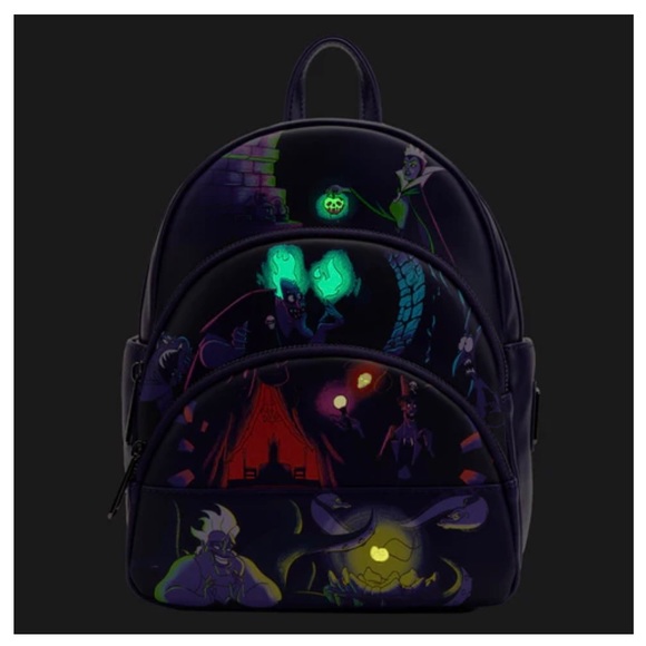 Loungefly | Bags | Loungefly Disney Villians Glow Triple Pocket Mini ...